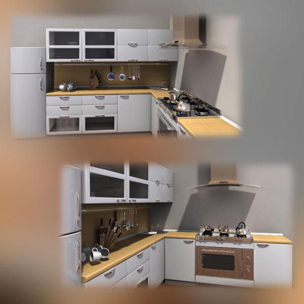 Kitchen Furniture Set 3D model - Download in MAX, OBJ, FBX, C4D