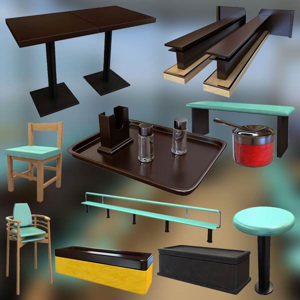 Fast Food Restaurant 3D model - Download in MAX, OBJ, FBX, C4D