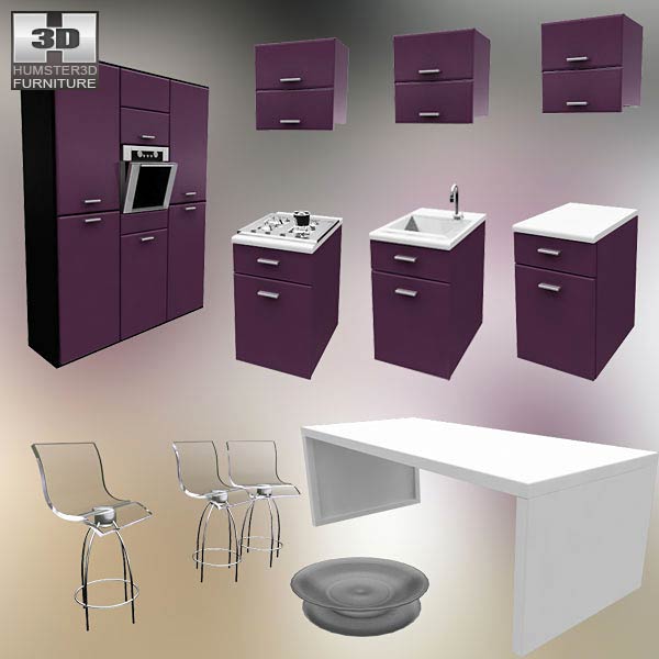 Kitchen Set I3 3D model - Download in MAX, OBJ, FBX, C4D