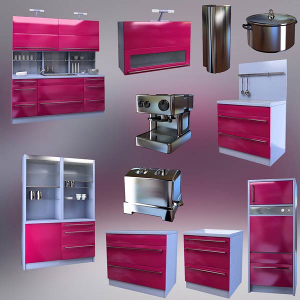 Kitchen Set P2 3D model - Download in MAX, OBJ, FBX, C4D