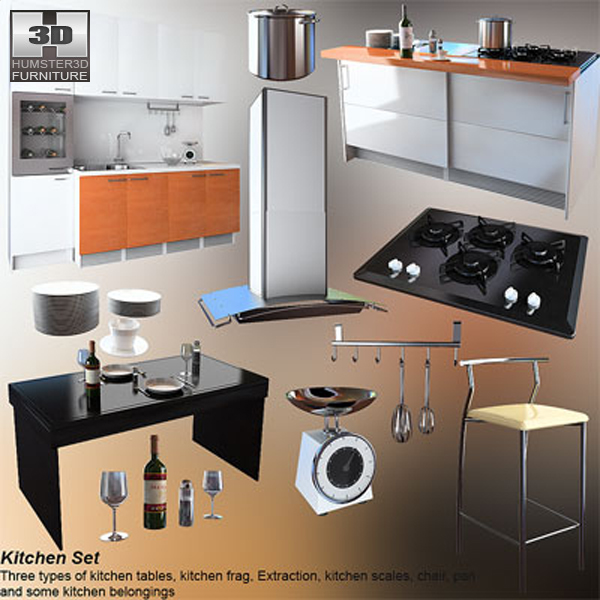 Kitchen set 4 3D model - Download in MAX, OBJ, FBX, C4D
