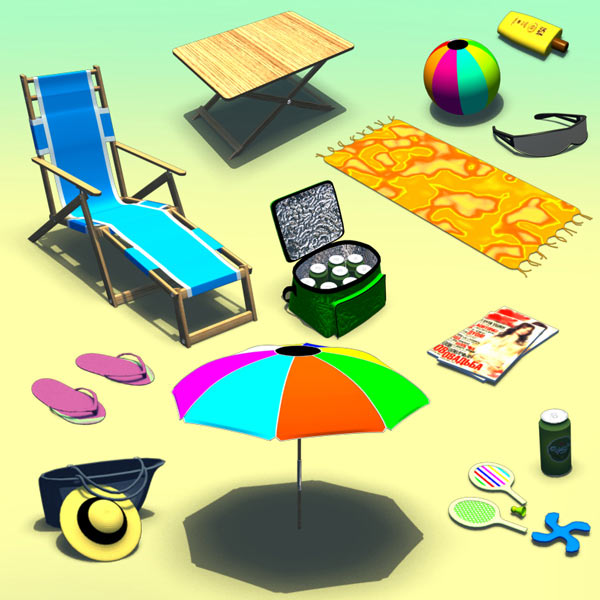 Beach Set 3D model - Download in MAX, OBJ, FBX, C4D