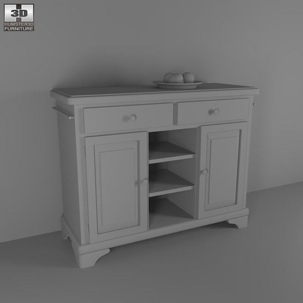 Buffet with Gray Granite Top in Oak 3D model - Download in MAX, OBJ ...