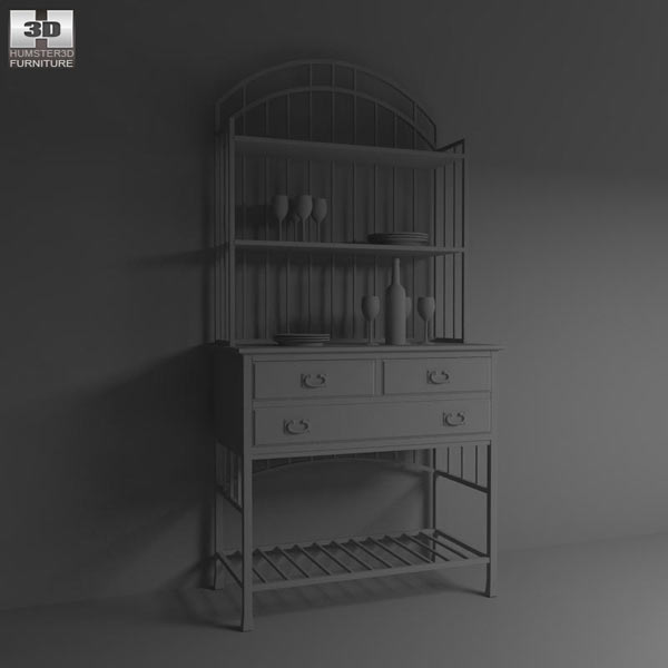 Oak Hill Buffet Server 3D model - Download in MAX, OBJ, FBX, C4D