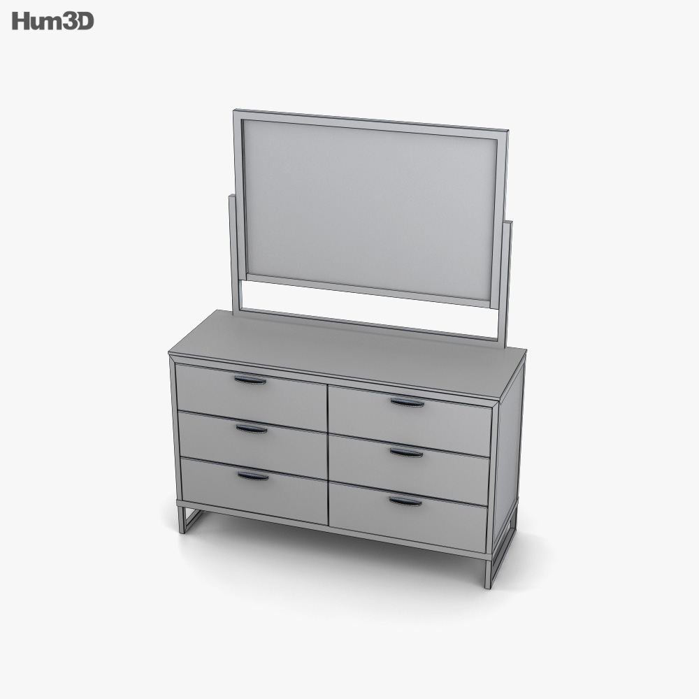 Ashley Sonya Dresser & mirror 3D model - Download in MAX, OBJ, FBX, C4D