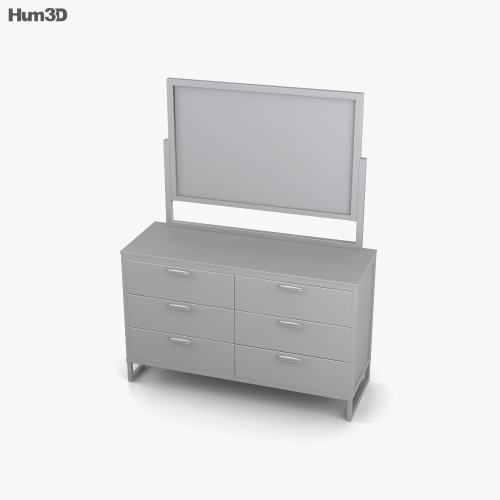 Ashley Sonya Dresser & mirror 3D model - Download in MAX, OBJ, FBX, C4D