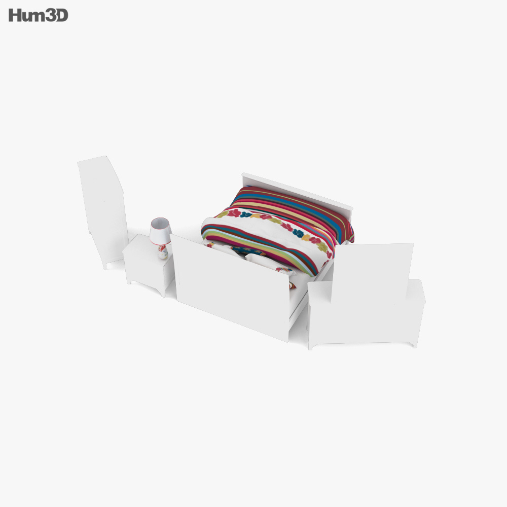 Ashley Caspian Panel bedroom set 3D model - Download in MAX, OBJ, FBX, C4D