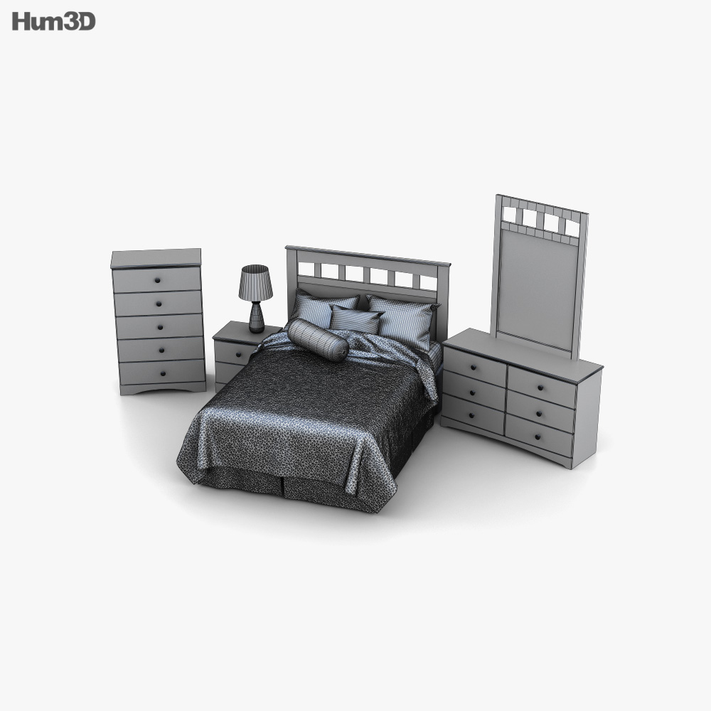 Ashley Benjamin Panel bedroom set 3D model - Download in MAX, OBJ, FBX, C4D