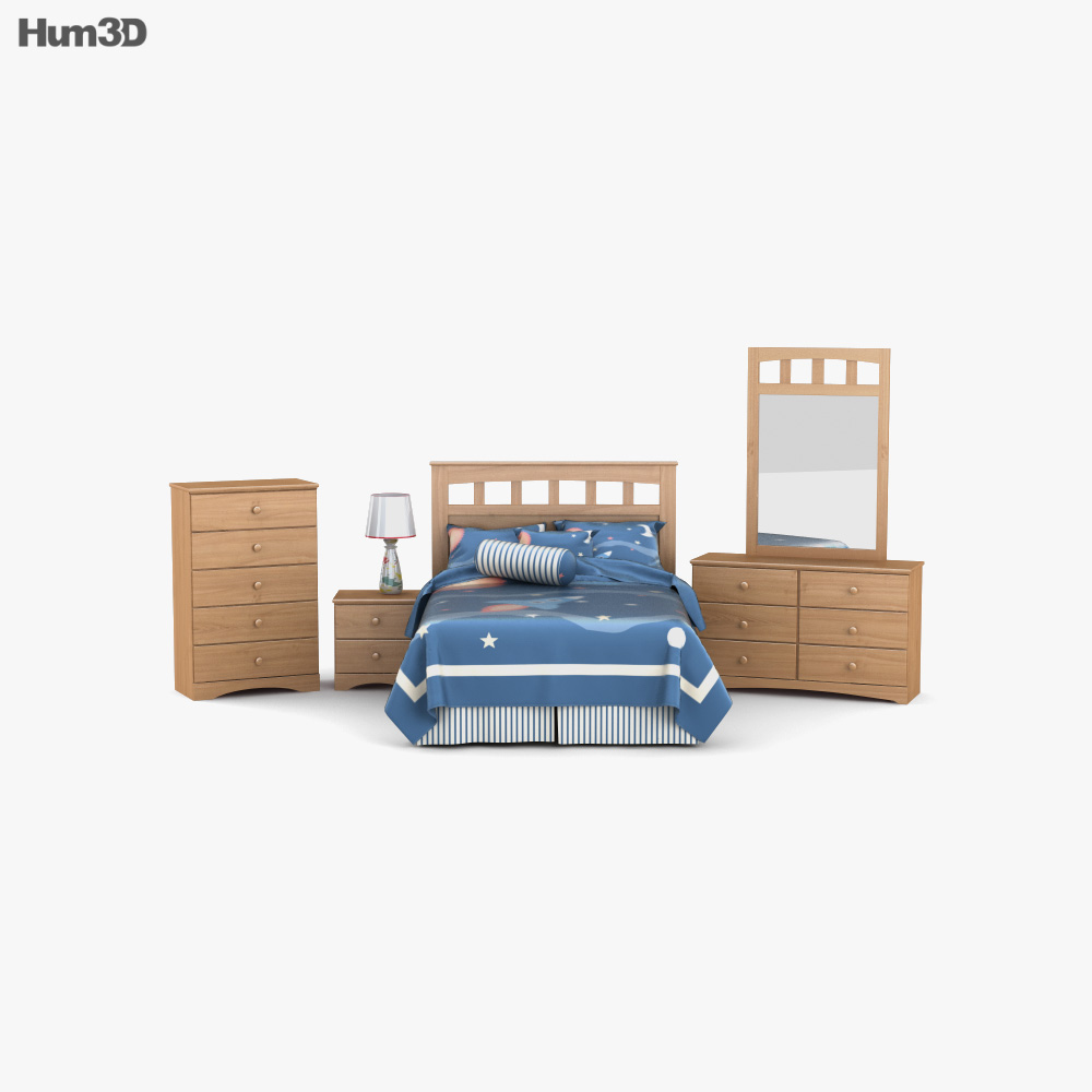 Ashley Benjamin Panel bedroom set 3D model - Download in MAX, OBJ, FBX, C4D