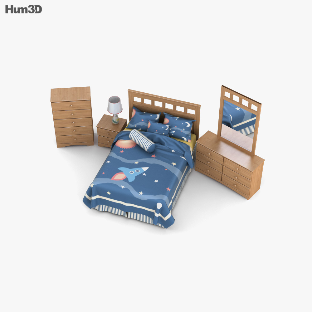 Ashley Benjamin Panel bedroom set 3D model - Download in MAX, OBJ, FBX, C4D