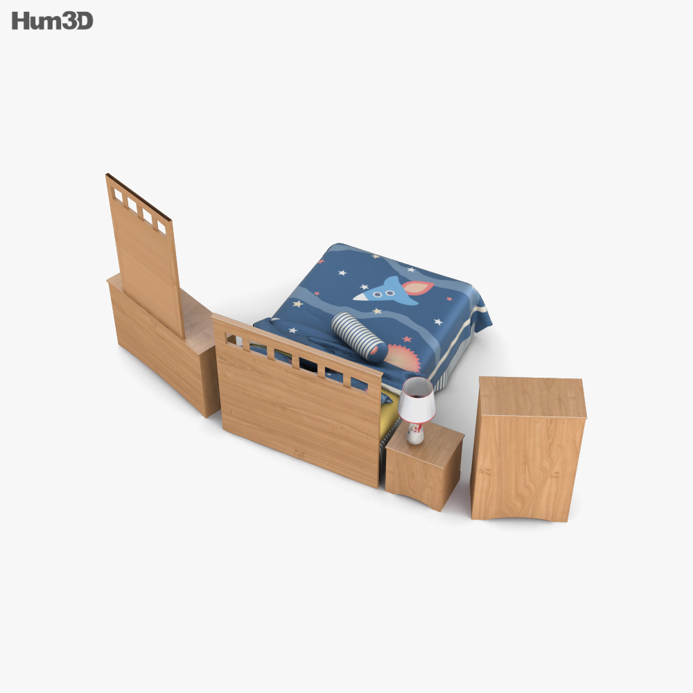 Ashley Benjamin Panel bedroom set 3D model - Download in MAX, OBJ, FBX, C4D