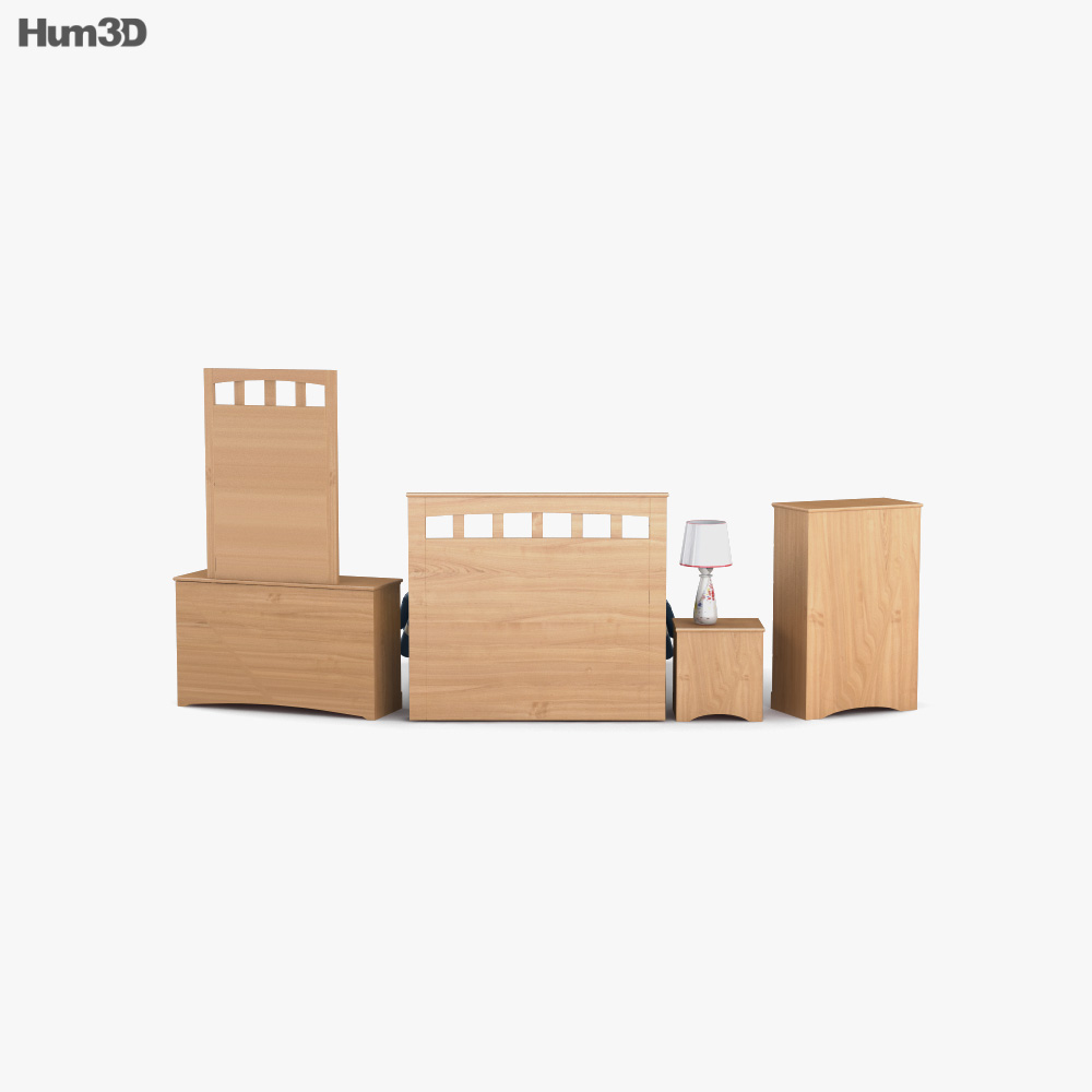 Ashley Benjamin Panel bedroom set 3D model - Download in MAX, OBJ, FBX, C4D