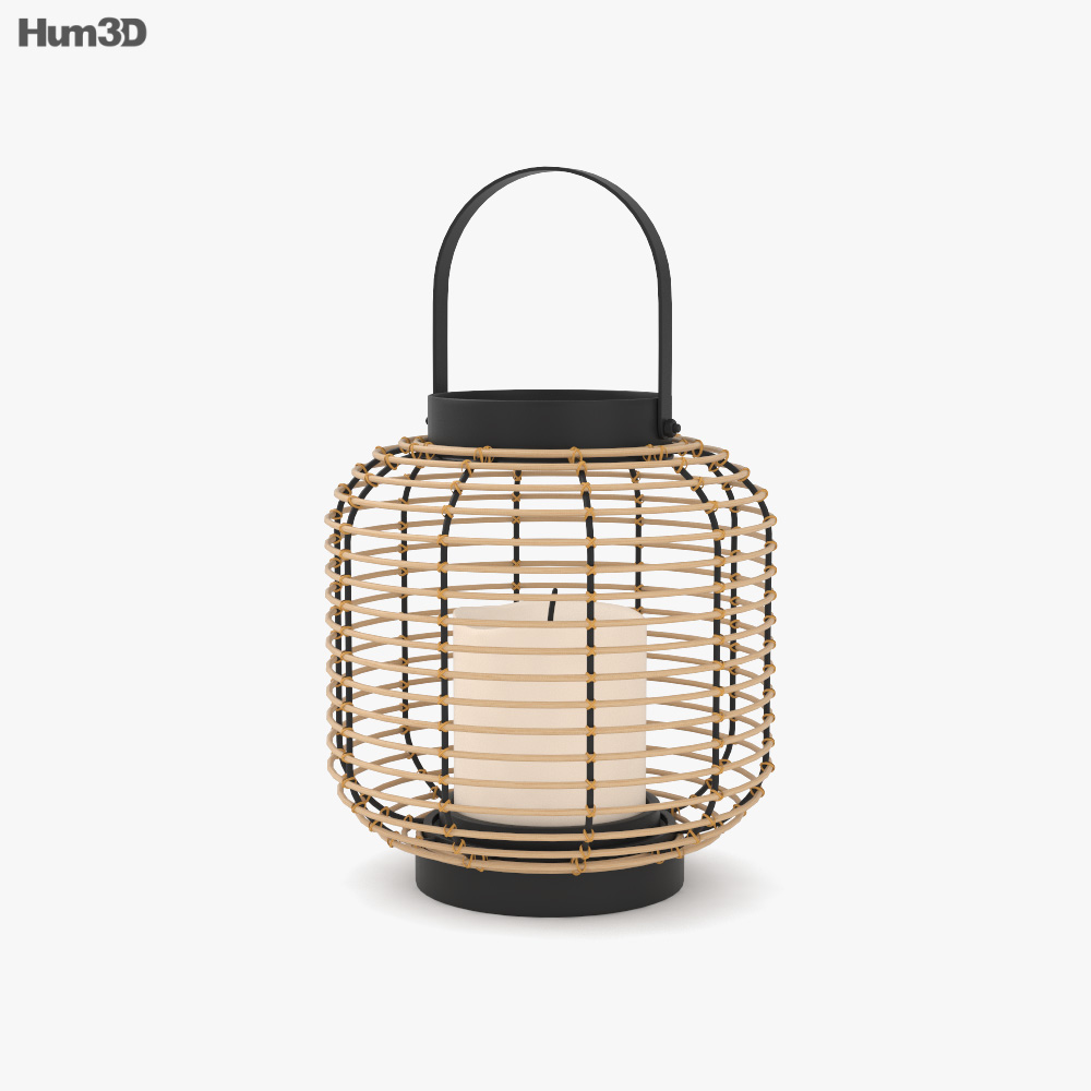 Crate and Barrel Brigton Rattan Lantern 3D model - Download in MAX, OBJ ...