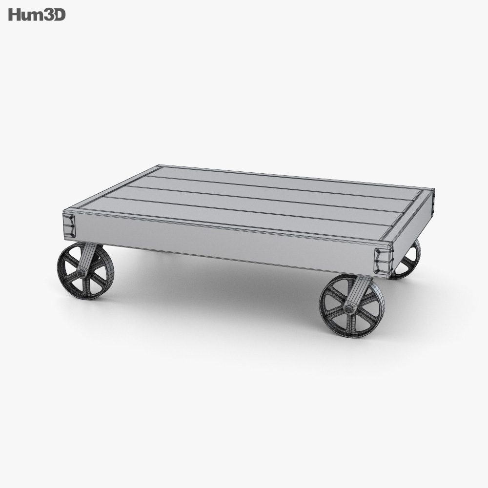 Industrial Cart Coffee table 3D model - Download in MAX, OBJ, FBX, C4D