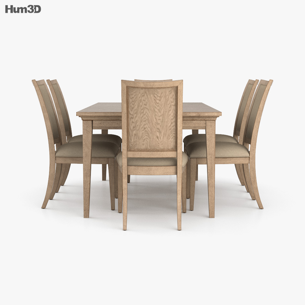 Transitional Extendable Dining Set 3D model - Download in MAX, OBJ, FBX ...