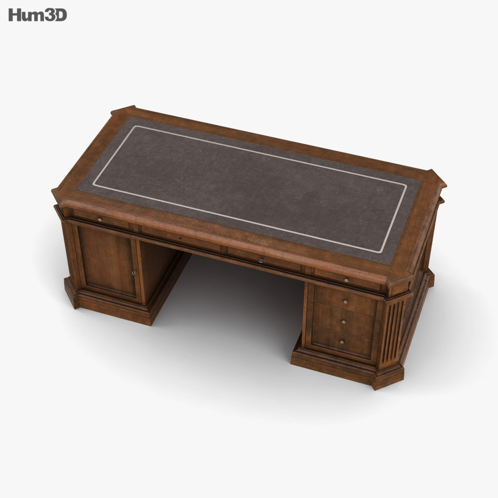 Classic With Leather Top desk 3D model - Download in MAX, OBJ, FBX, C4D