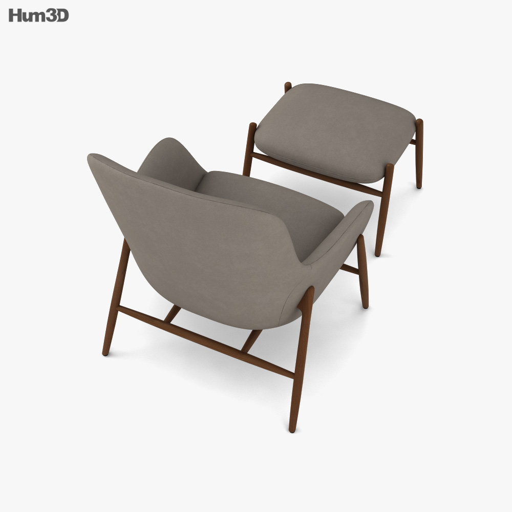 Nora Lounge chair and Ottoman 3D model - Download in MAX, OBJ, FBX, C4D