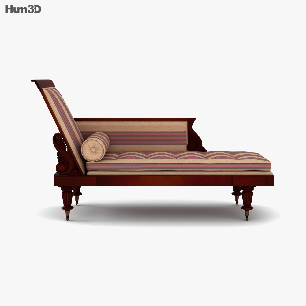 British Colonial Mahogany Recamier 3D model - Download in MAX, OBJ, FBX ...