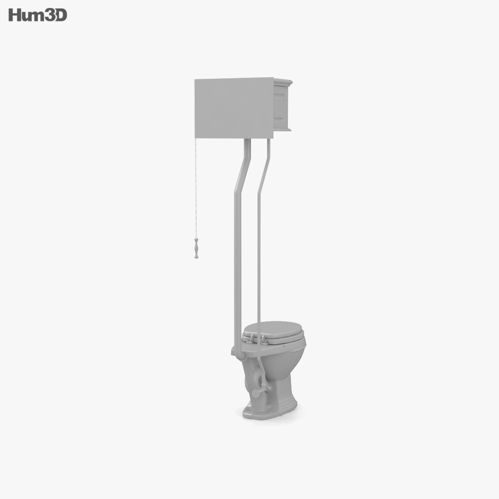 High tank toilet 3D model - Download in MAX, OBJ, FBX, C4D