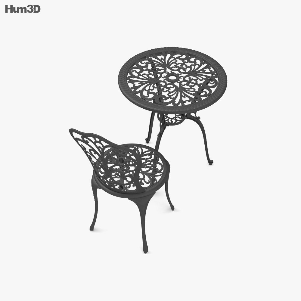 Garden Cast Iron table and chair 3D model - Download in MAX, OBJ, FBX, C4D