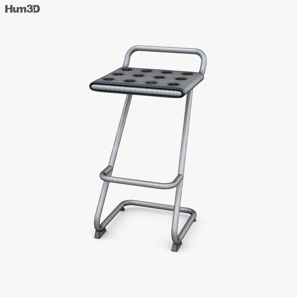 Kristalia Leather Bar stool 3D model - Download in MAX, OBJ, FBX, C4D