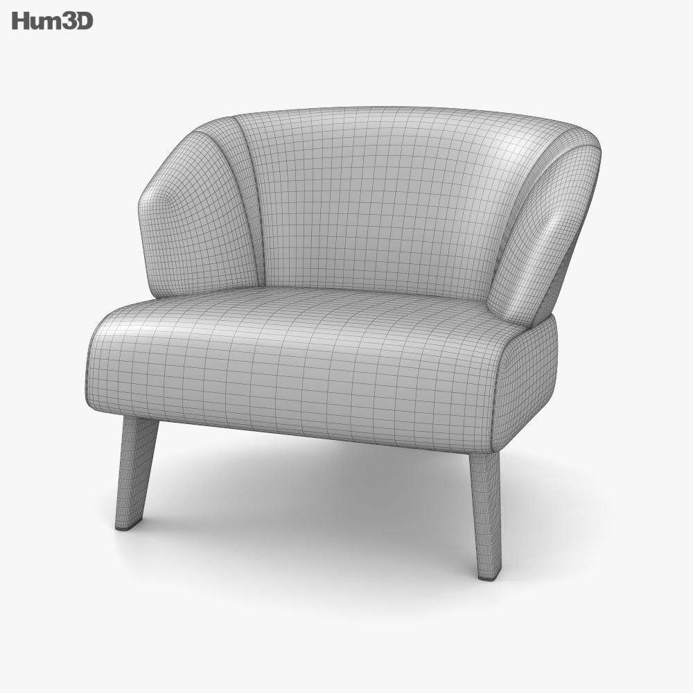 Minotti Reeves Large Armchair 3D model - Download in MAX, OBJ, FBX, C4D