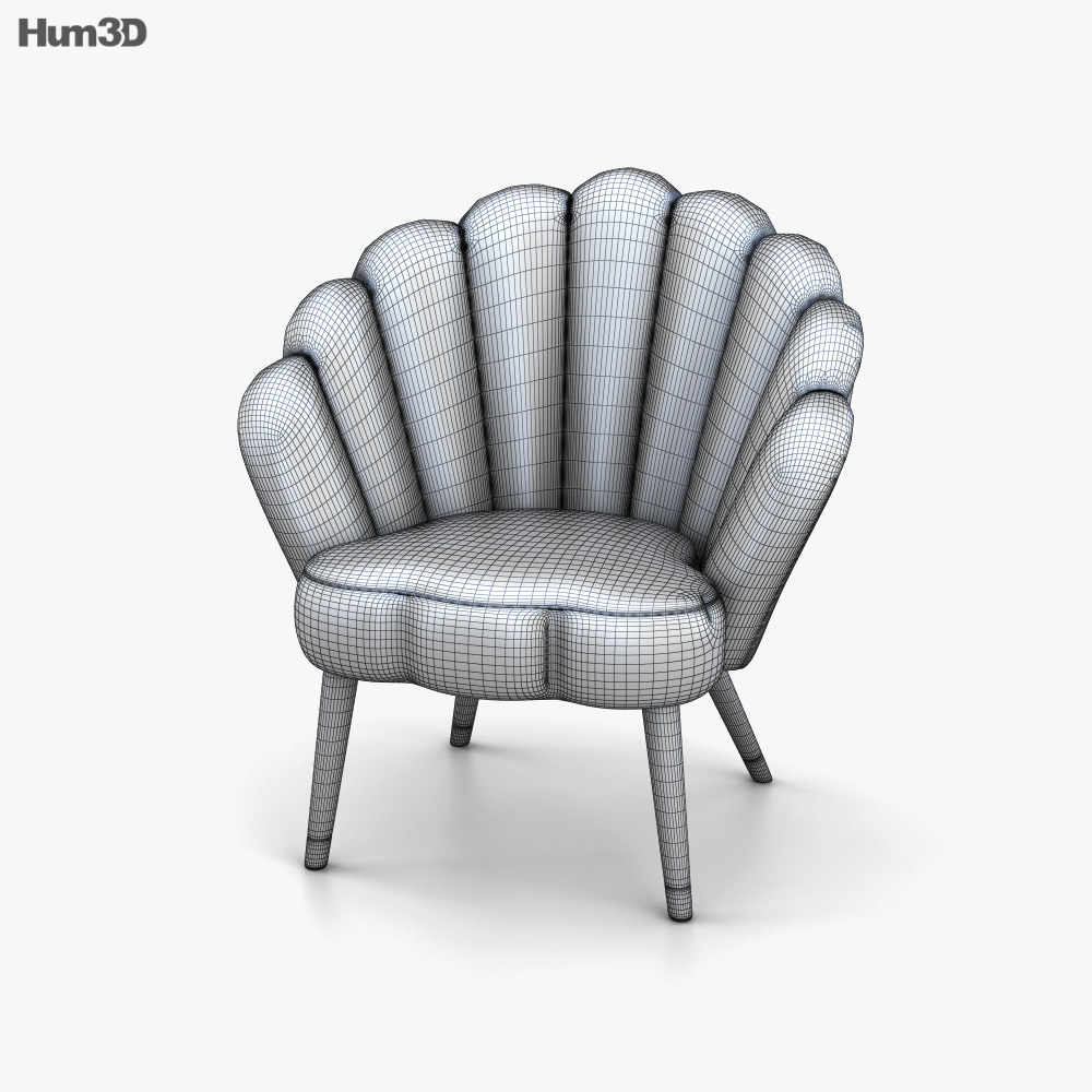 Oliver Bonas Flora Scalloped Azure Armchair 3D model - Download in MAX ...