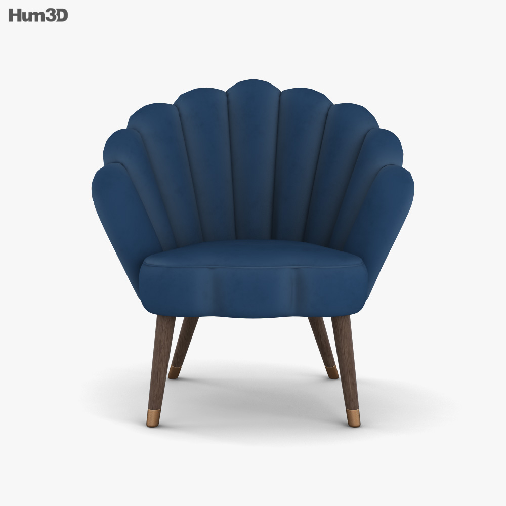 Oliver Bonas Flora Scalloped Azure Armchair 3D model - Download in MAX ...
