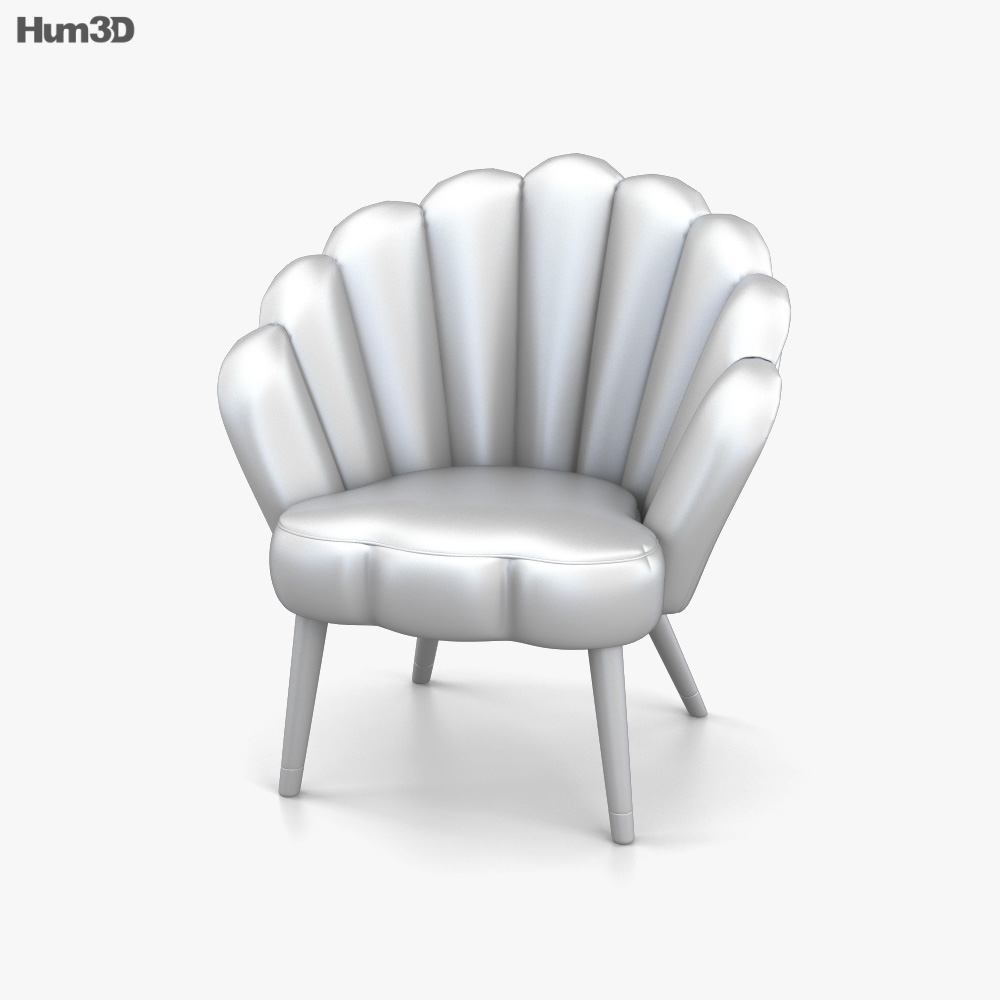 Oliver Bonas Flora Scalloped Azure Armchair 3D model - Download in MAX ...