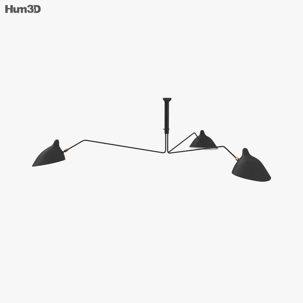 Serge Mouille Three Arm Ceiling lamp 3D model - Download in MAX, OBJ ...